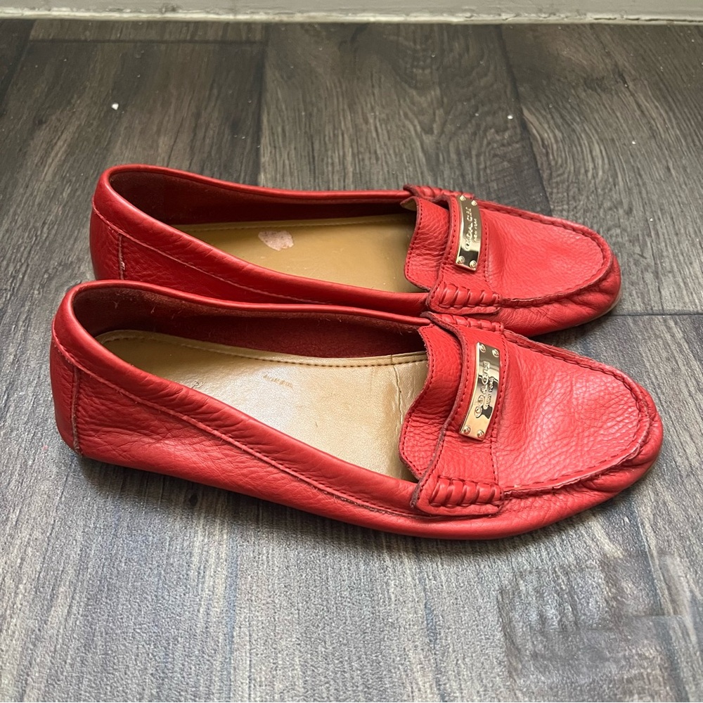 Coach Women's Red Frederica Loafer Shoes Flat Slip On… - Gem